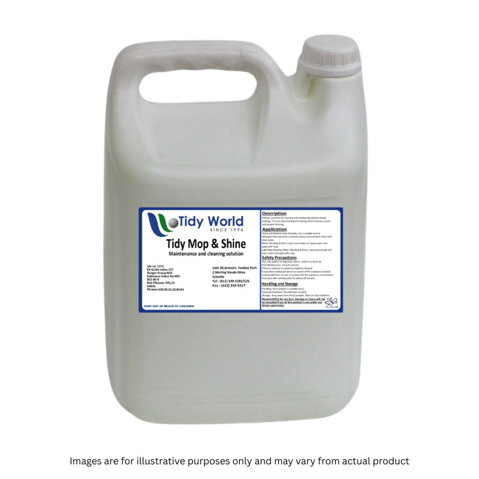 TIDY MOP & SHINE | MAINTENANCE AND CLEANING SOLUTION-5LT | Tidy World