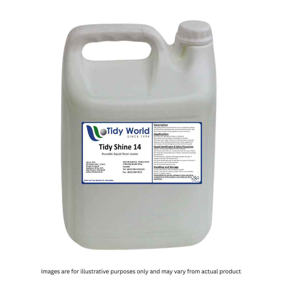 TIDY SHINE 14 | DURABLE LIQUID FLOOR POLISH-5L | Tidy World